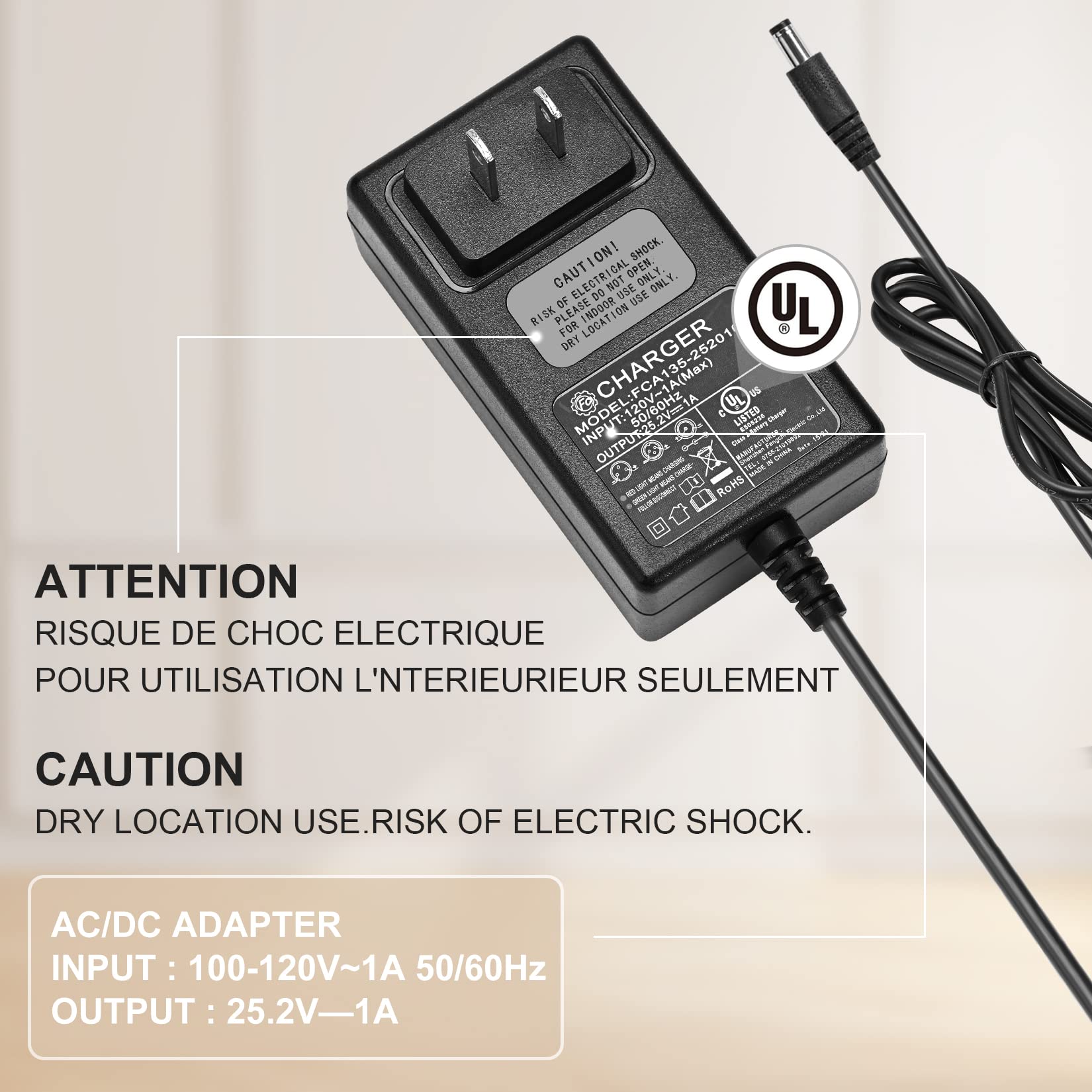 24V 1A Massage Gun Charger ,DC 24V or 25.2V 1A Massage Gun Power Cord Muscle Blaster Massage Gun Charger