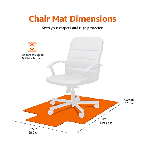 Amazon Basics Polycarbonate Office Chair Mat with Lip for Low to Medium Pile Carpet, Rectangular, Clear, 47" x 35"