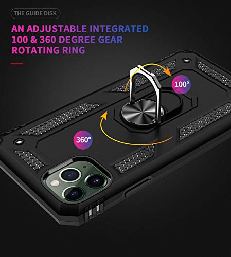 ADDIT Phone Case for iPhone 11 Pro,Military Grade Protective iPhone 11 Pro Cases Cover with Ring Car Mount Kickstand for iPhone 11 Pro - Black