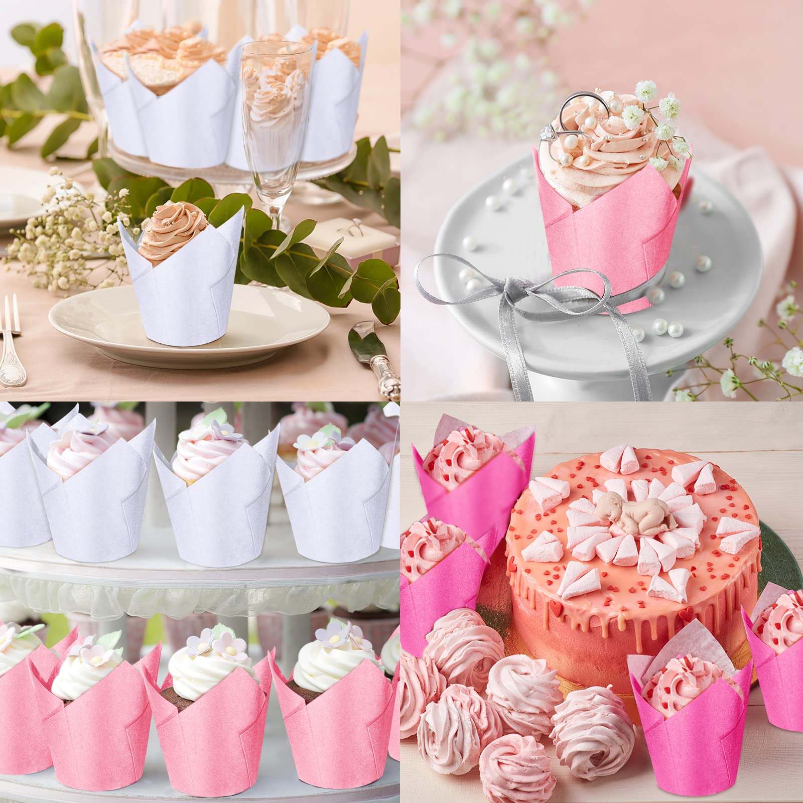 200 Pcs Tulip Cupcake Liners Muffin Baking Cupcake Liners Baking Cups Holders Heat Resistant Muffin Liners Wrappers for Wedding Party Birthday Baby Shower Party (Vivid Color)