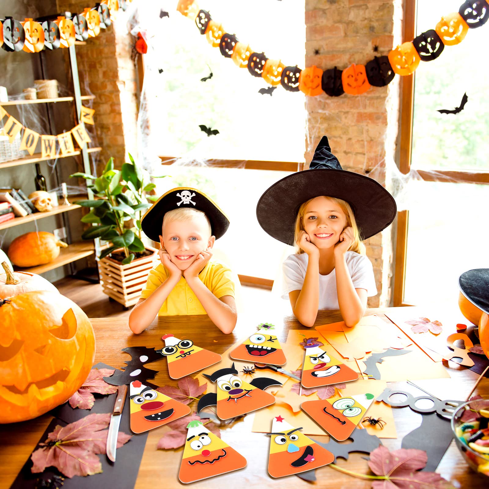 16 Pcs Halloween Crafts for Kids Candy Corn Halloween Craft Kit Toddler Craft Kit DIY Fall Crafts Halloween Candy Corn Magnet Felt Craft Kit for Toddlers Home Activities Fridge Magnet Decoration