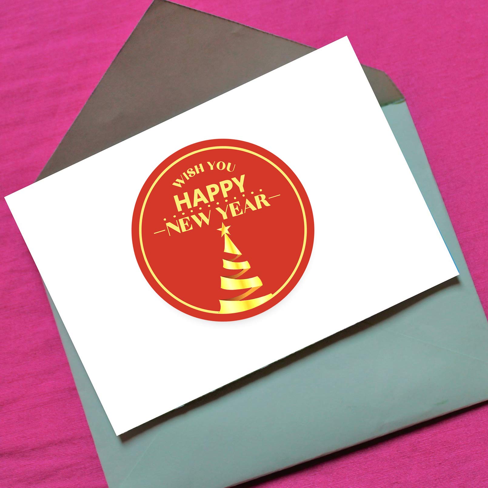 Happy New Year Stickers for Package Seals,Stickers for Cards Envelopes Package Boxes,1.5 Inch 500 Pcs