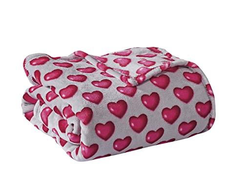 Décor&More Amor Eterno Be Mine Love Collection Valentine's Day Heart Ultra Plush Throw Blanket (50" x 60") - Red Hearts