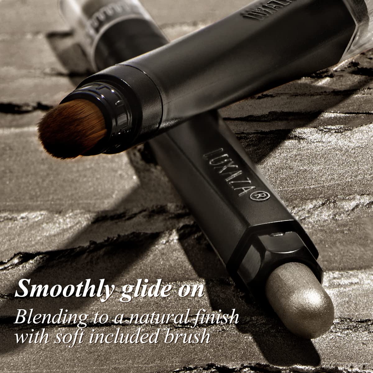 Cream Single Eyeshadow Stick with Blending Brush, Hypoallergenic Eye Shadow Stick Makeup, Pro Waterproof & Long Lasting Eye Brightener Stick, Eyeshadow Pencil Crayon Shimmer #06