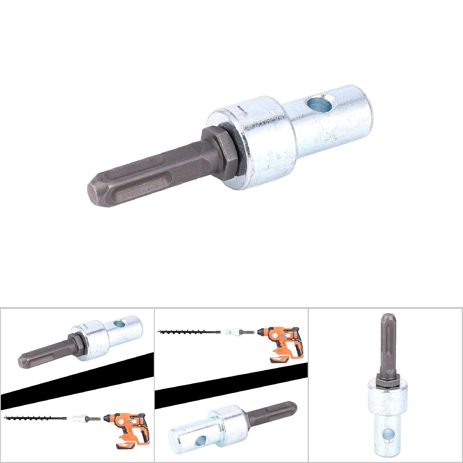 Power Drill Adapter, Square 4 Pits Drill Bit Adapter Earth Auger Adapter Fits Drive Hammer Drill for Electric Hammer to Earth Auger Connector Tool