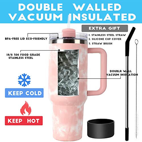40 oz Tumbler with Handle and Straw Lid,Stainless Steel Travel Mug Water Bottle Cup,Reusable Insulated Vacuum splashproof Cup,for Car,Home,Office,Gifts