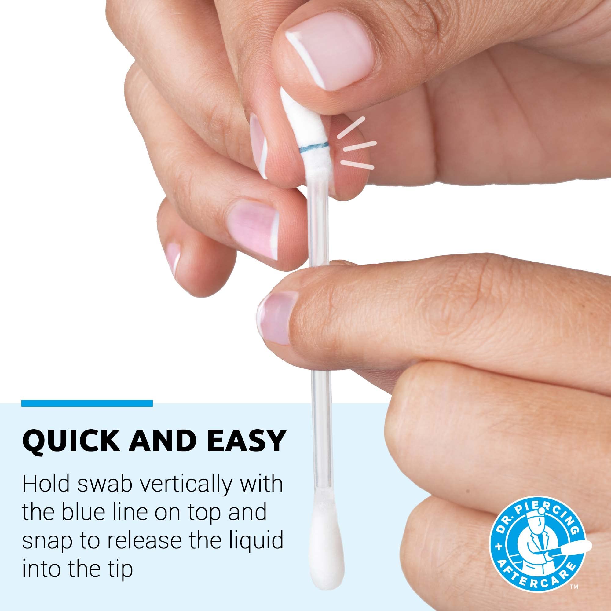 Dr. Piercing Aftercare Swabs - Saline Solution for Piercings - Earring Nose Belly Ear Piercing Cleaner - Saline Wash, Ear Hole Cleaner β Piercing Aftercare Formula - 36 Swabs