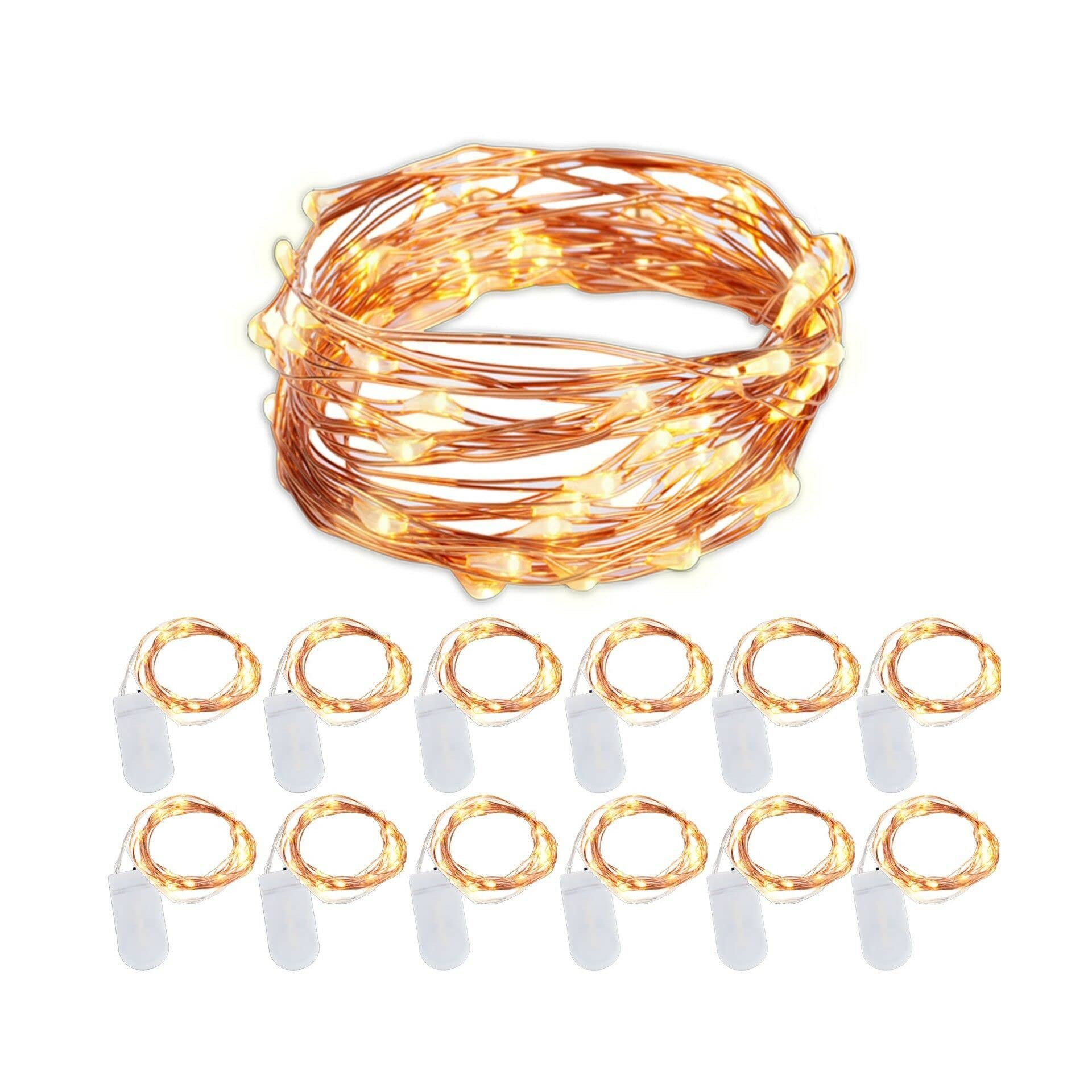 12x 20 LED WW String Battery Operated Copperr String Wire Fairy Lights Xmas Party