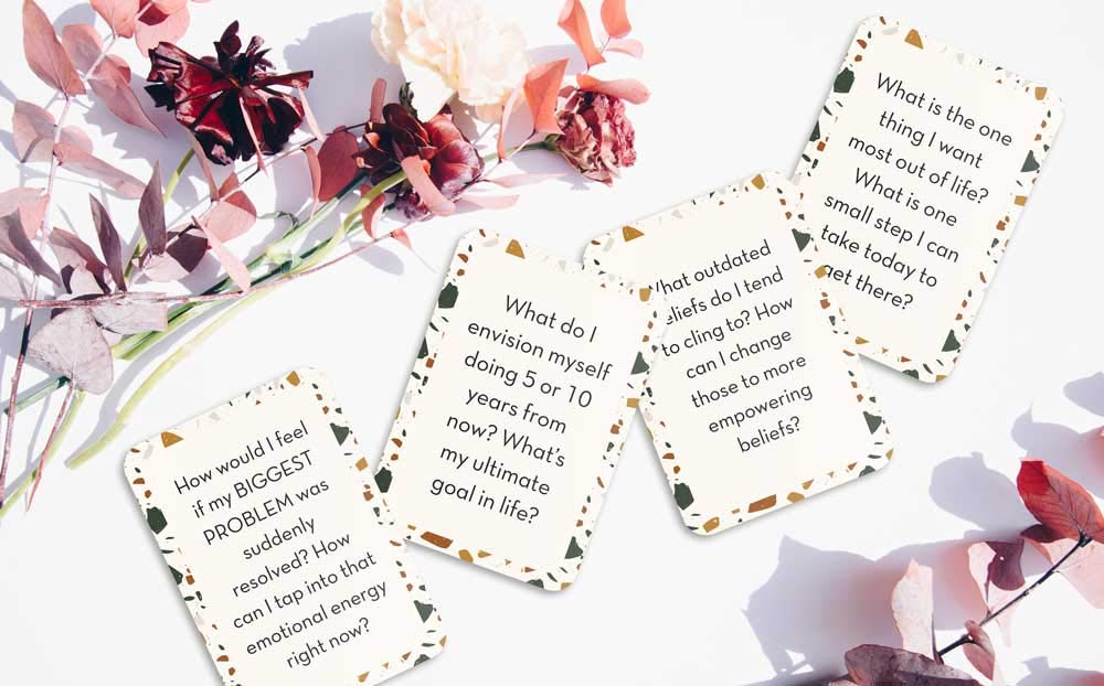 Allura & Arcia Empowering Self Care Questions - 52 Stress Relief Cards for Meditation, Mindfulness, Yoga & Gifts