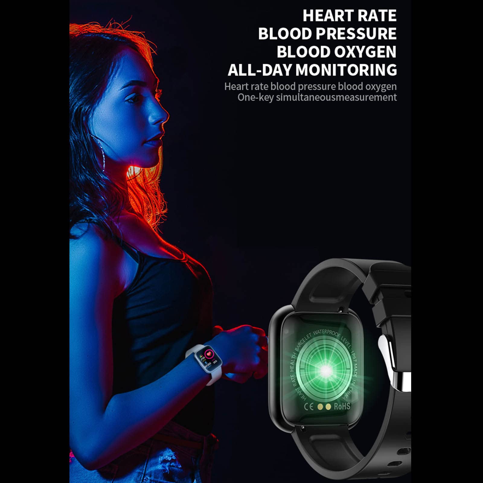 2022 New Smart Watch Multi-Function, Smart Watch with HD Touchscreen, Exercise Sleep Detection Fitness Multi-function Long Standby, 1.3 Inch IP67 Waterproof Heart Rate for Friends (Black)