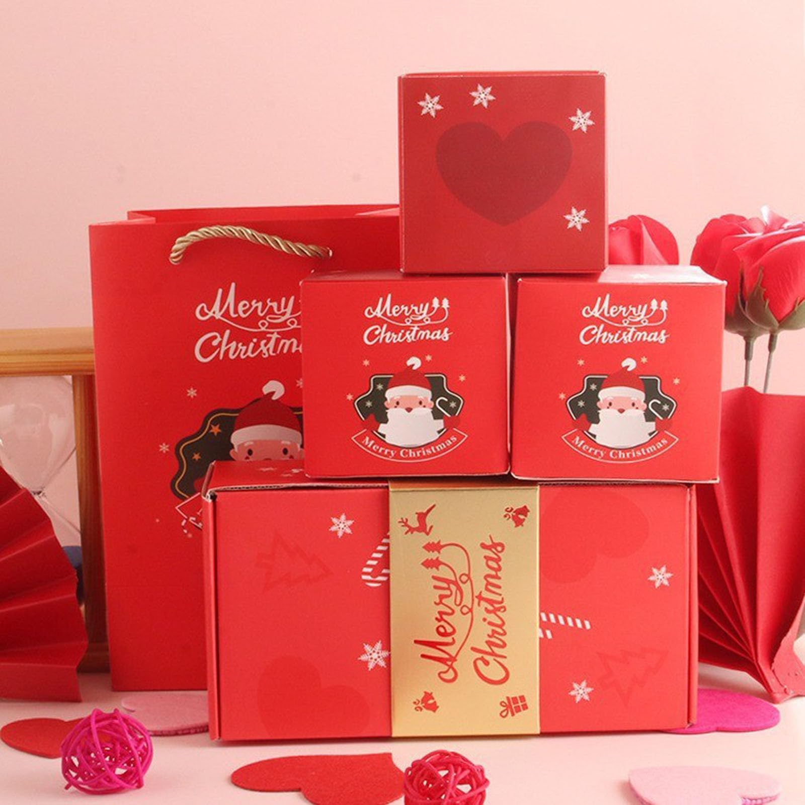 2024 Merry Christmas Surprise Box Gift Box Set, Surprise Gift Boxes, Pop-Up Explosion Boxes for Money and Birthdays, Folding Bouncing Boxes for Christmas (Red, 9PC)