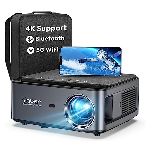 5G WiFi Bluetooth Projector, YABER Native 1080P Outdoor Movie Projector with 350" Display, 18000L Home Theater Video Projector Support 4K ,4P/4D Keystone, Zoom, for Android/iOS/Phone/HDMI/PS5(Blavk)