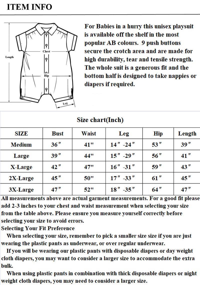 Haian PVC AB Unisex Snap Through Crotch Romper (3X-Large, Baby Pink)