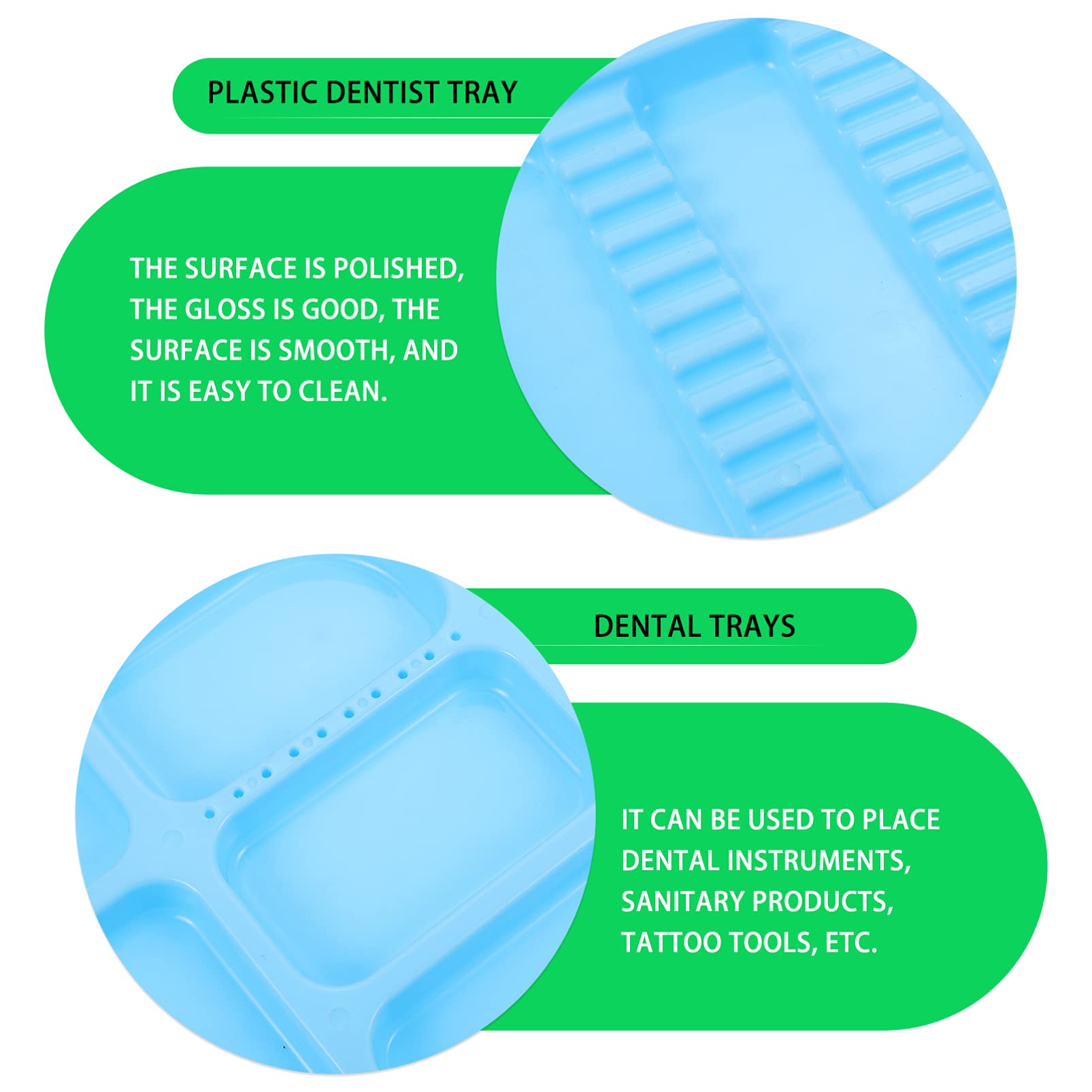 Plastic Dental Trays Instrument Trays Dental Instrument Set Plastic Serving Fruit Storage Trays Dentist Tools Kit Blue Pink Green