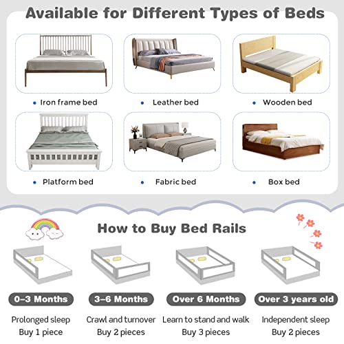 BABY JOY Bed Rail for Toddlers, 69ββ Extra Long, Height Adjustable & Foldable Baby Bed Rail Guard w/Storage Pocket & Double Safety Child Lock for Kids Twin Double Full Size Queen King Mattress (Gray)