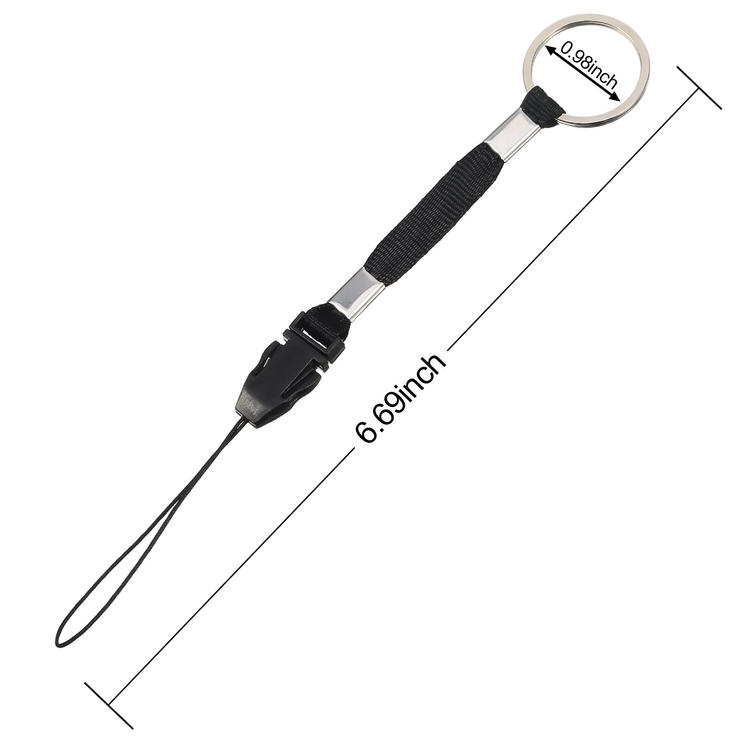 Bememo 20 Packs Black Nylon Lanyard Strap with Quick Release Buckle for USB Flash Drive, MP3, MP4 Player, Keychain, ID Card Holders and Other Small Electronic Devices