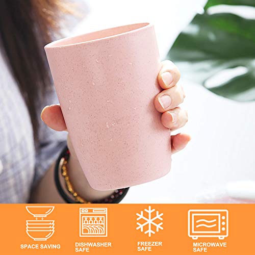 DeeCoo Eco-friendly Unbreakable Reusable Drinking Cup (12 OZ), Wheat Straw Stackable,Biodegradable Healthy Tumbler Set 15, Reusable Bathroom Drinking Cup,Dishwasher Safe