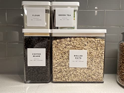 240 Minimalist Paper Pantry Labels | 2 1/2 x 2 1/2 inches | Water-Resistant | for Plastic, Metal, Stainless Steel & Glass Containers | Strong Adhering