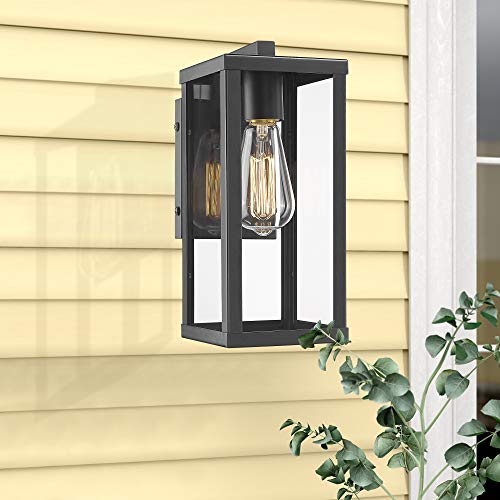 Odeums Outdoor Wall Lantern, Exterior Wall Mount Lights, Outdoor Wall Sconces, Wall Lighting Fixture (Black, 1 Pack)