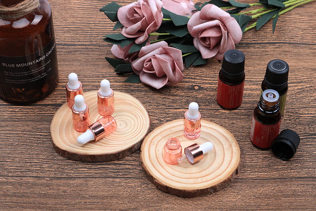 30 Pack Set, Pink Glass Dropper Bottles Essential Oils Dropper Bottles Mini Sample Bottles DIY Perfume Cosmetic Containers Glass Vials With Glass Eye Dropper (1ml)