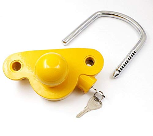 DEF Coupler Lock Hitch Trailer Lock with 2 Keys Heavy-Duty Steel Fits 1-7/8" 2" and 2-5/16" Replaces#72783 Yellow and Chrome