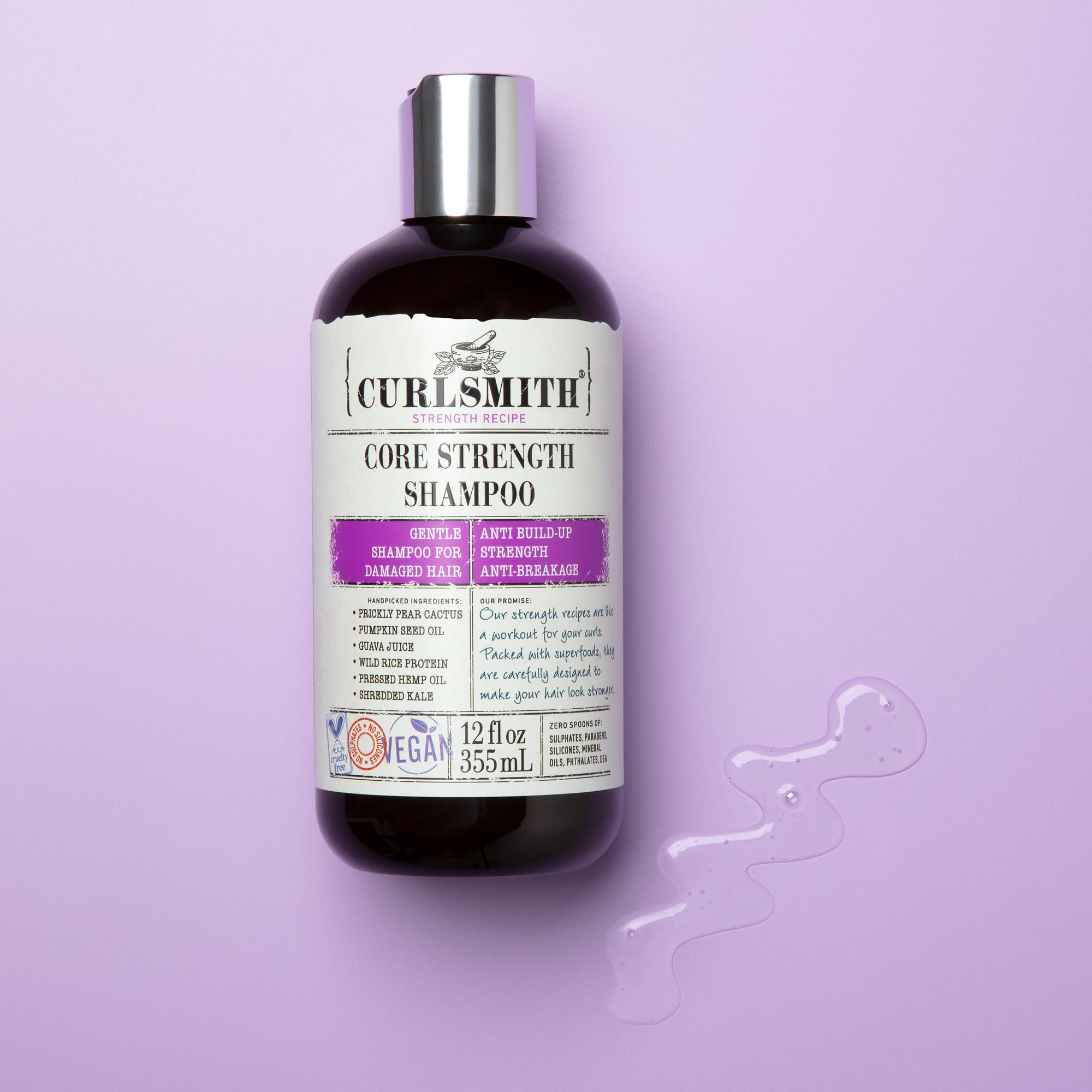 CURLSMITH β Core Strength Shampoo, Gentle Protein-Rich for Frequent Use (12fl oz)