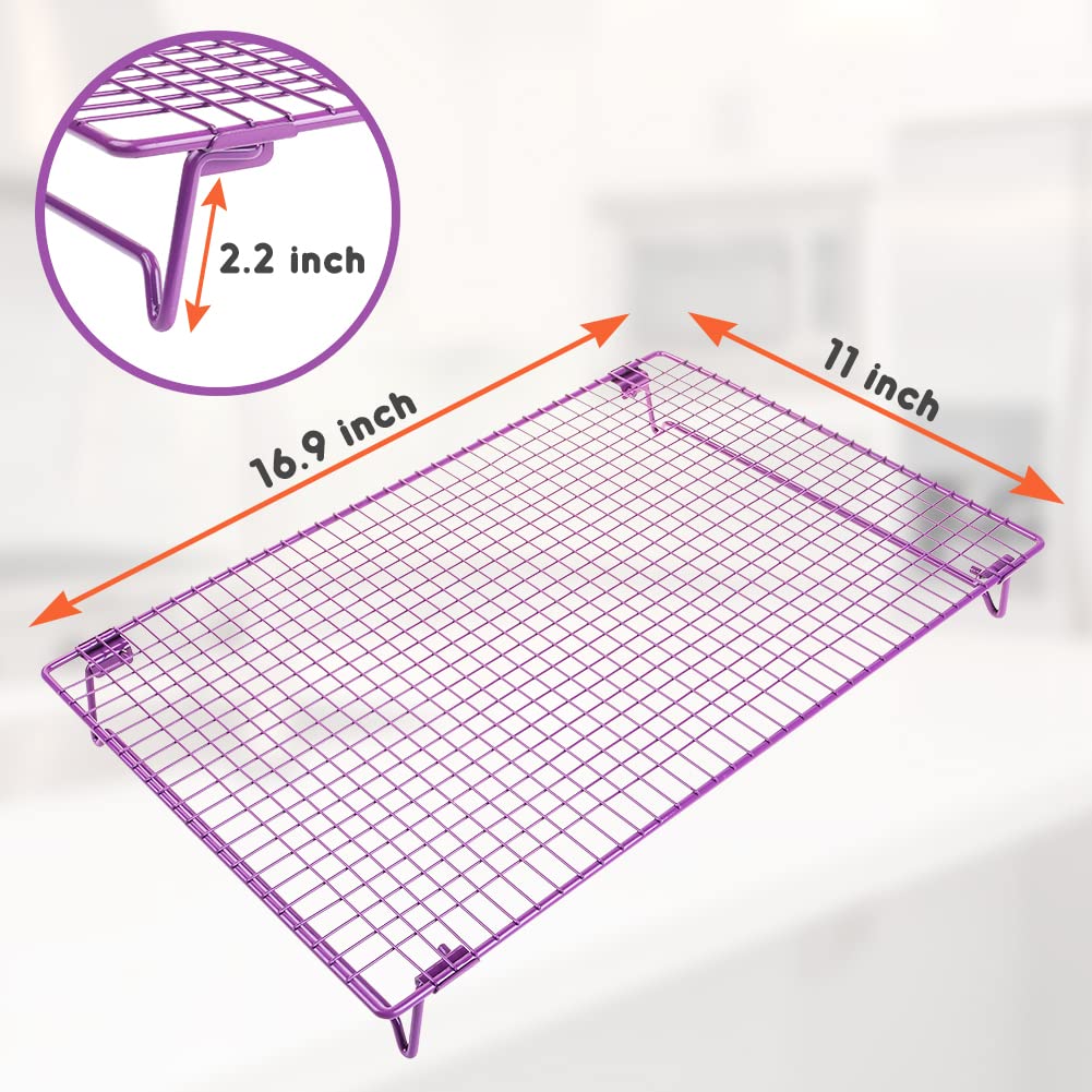 2-Tier Stackable Cooling Rack for Baking, Wire Steel Collapsible Oven and Dishwasher Safe Cookie Racks for Cooking Roasting Broiling Grilling Pizza Cake Bread, Fit Half Sheet Pan
