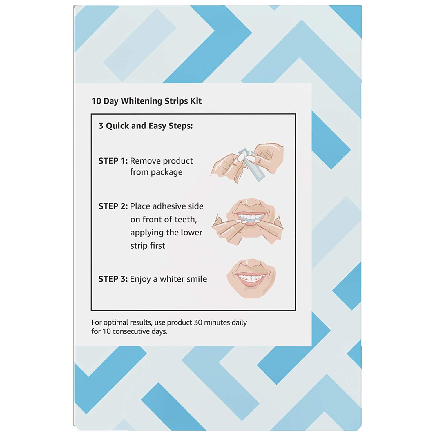 Amazon Brand - Solimo 10 Day Teeth Whitening Strips Kit, 10 Treatments