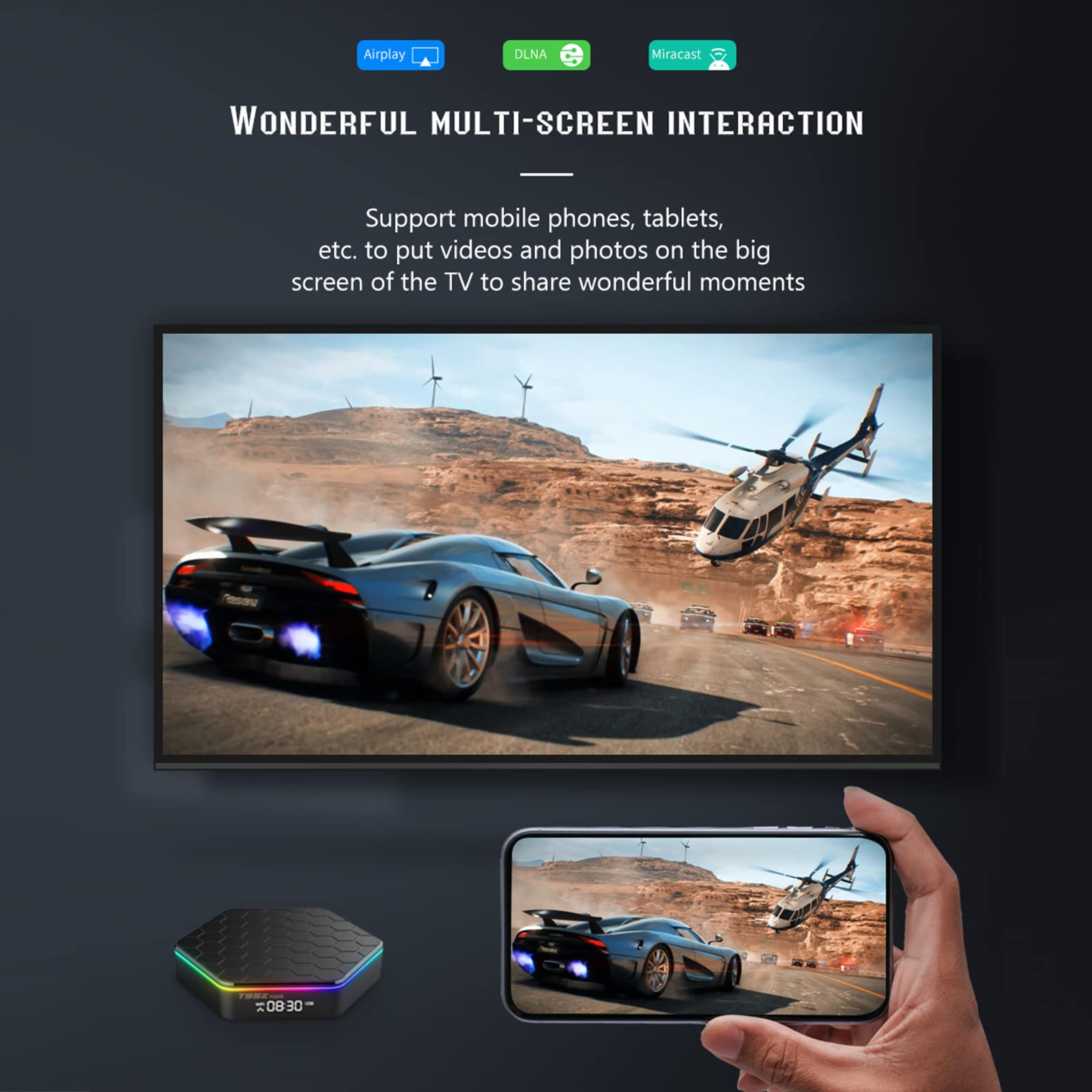 2023 Android TV Box 12.0, T95Z Plus Android Box 4GB 32GB H618 Quad Core Support WIFI6 Ethernet 100M 2.4/5G WiFi BT5.0 3D UHD 6K Decoding Smart TV Box Android with Mini Wireless Keyboard