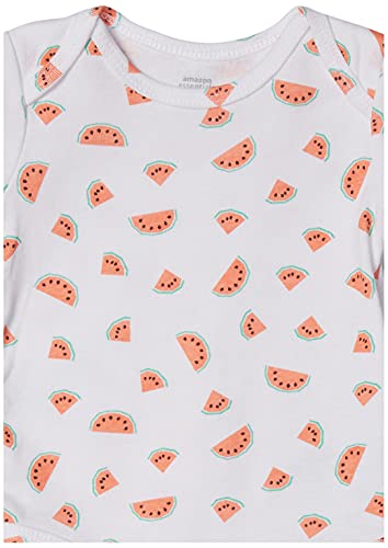 Amazon Essentials Baby Girls' Short-Sleeve Bodysuits, Pack of 6, Fruit/Girls, 3 Months