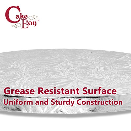 Cakebon Cake Drums Square 12 Inches - (Silver, 1-Pack) - Sturdy 1/2 Inch Thick - Fully Wrapped Edges
