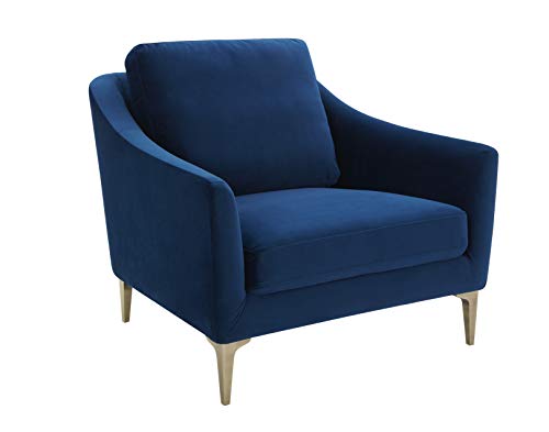 Amazon Brand ā Rivet Alonzo Contemporary Velvet Living Room Accent Chair, 39"W, Blue