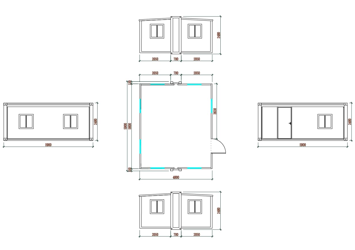 2 Bedroom 20ft Prefab House Tiny Home to Live in for Adults Mini Foldable Mobile Container Home Modular Guest Homes kit casas prefabricadas para Vivir