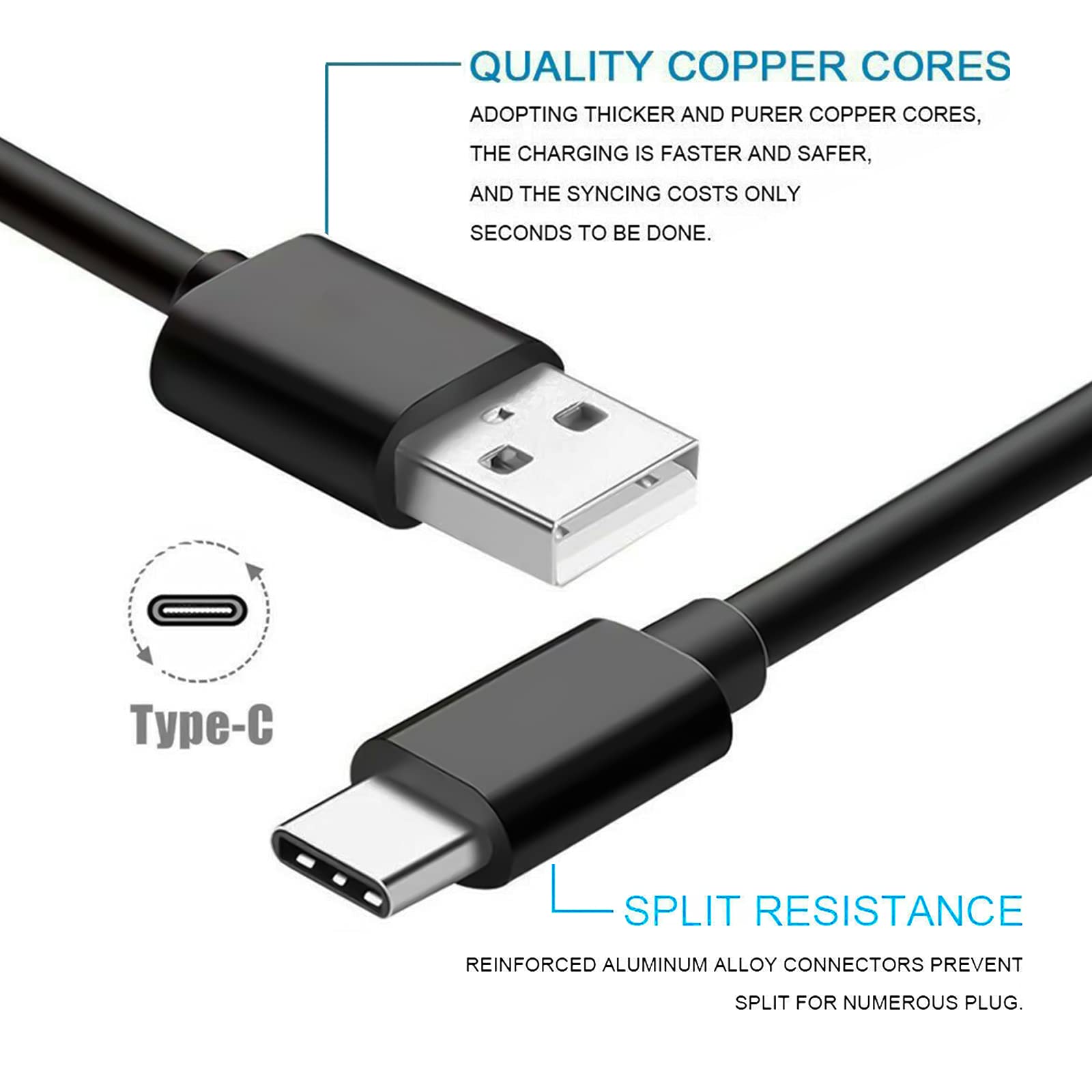 USB-C Charger Charging Cable Cord Compatible for Nebo Omni 2K 3K 2000, Slyde King 2K 500, 12K, Luxtreme, ThruNite T2 TT20 TC20 V2 Catapult V6, Olight Marauder 2 & More USB-C Charging Flashlight Cord