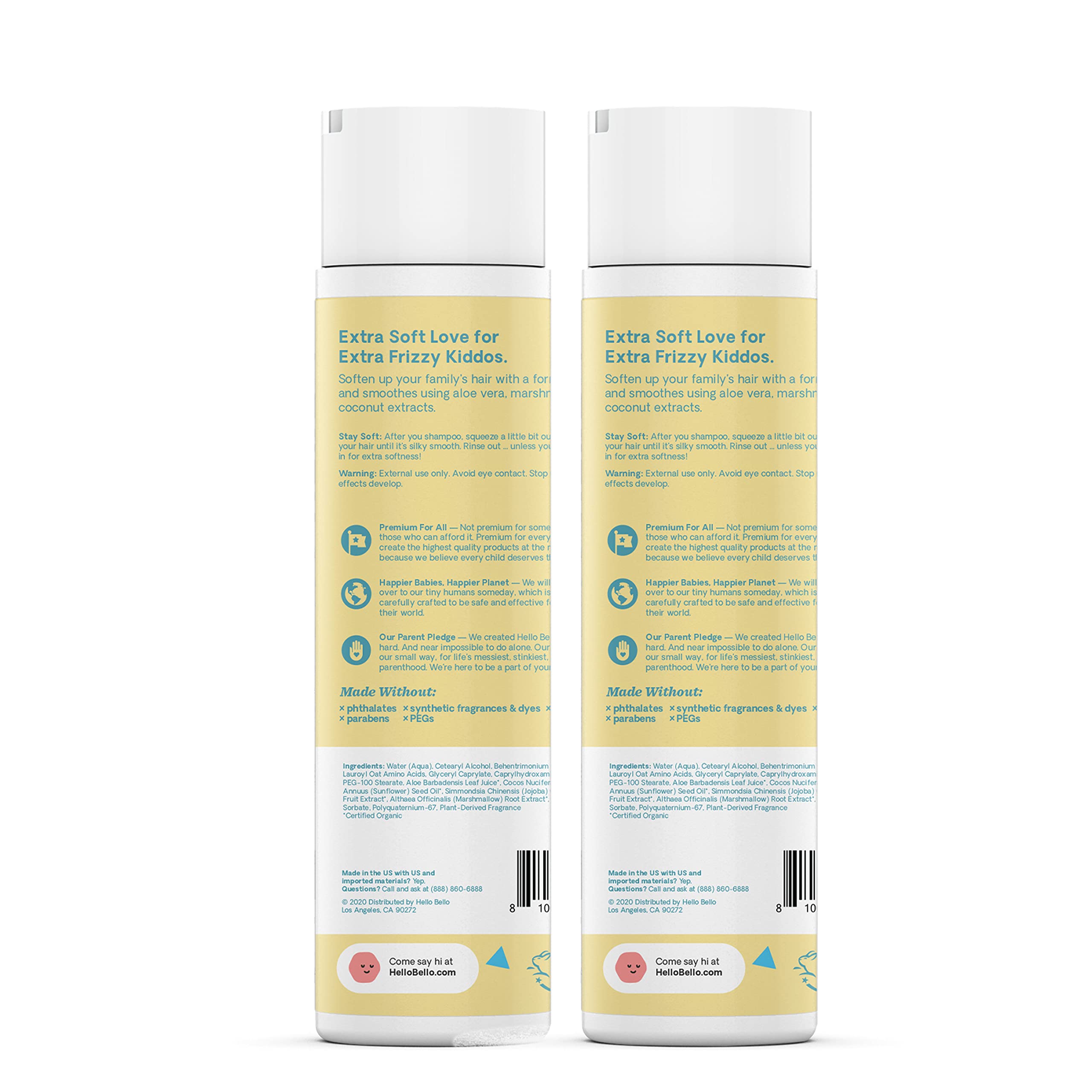 Hello Bello Premium Conditioner I Ultra Mild, Moisturizing and Plant Based Conditioner for Babies and Kids I Birthday Bash Scent I 20 FL Oz (2 Packs of 10oz)