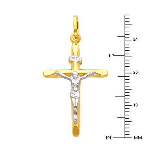 14k Two Tone Gold Crucifix Cross Religious Charm Pendant