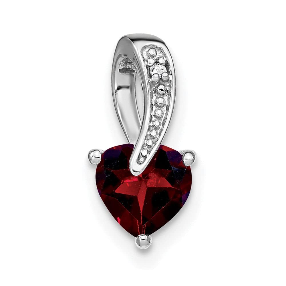 14k White Gold Garnet and Diamond Heart Pendant GLD-AZ-PM7009-GA-001-WA