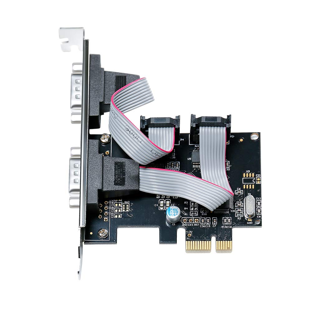 DTECH 2 Port PCI-E Serial Card RS232 PCI Express Adapter COM Port Expansion for Desktop Computer PC Windows 10 8 7 XP Vista Linux Mac with 16C550 UART