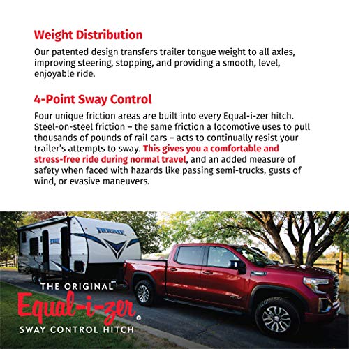 Equal-i-zer 4-Point Sway Control & Weight Distribution Hitch, 1,200/12,000 lbs, 90-00-1269, Includes Standard Hitch Shank & Pre-Installed Hitch Ball