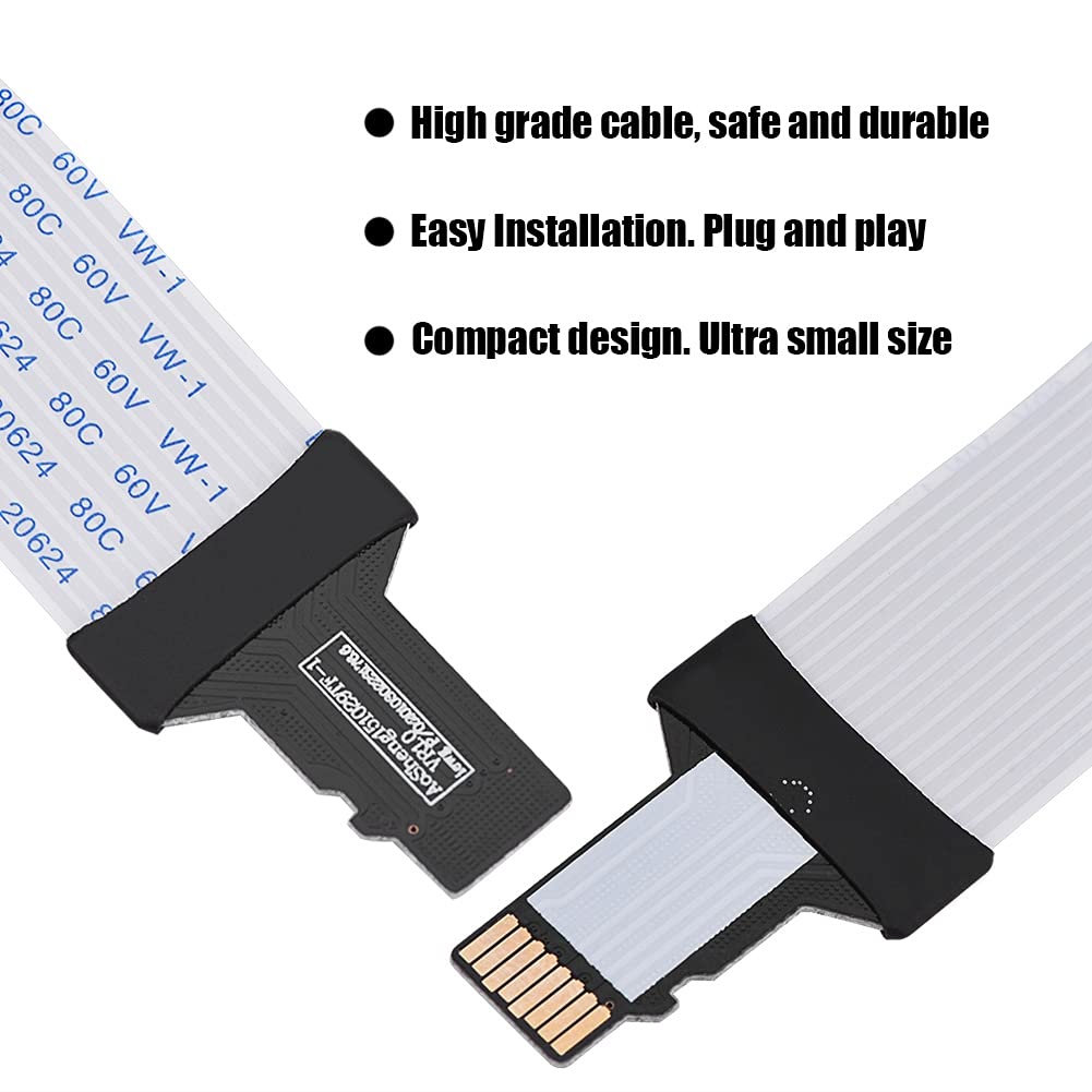 ASHATA Mini SD to Mini SD Card Extension Cable Adapter Flexible Extender with Case, TF to TF Extender Cable for 3D Printer/Car/GPS/Camera/DVD/DVR/LED Display Board (60CM)