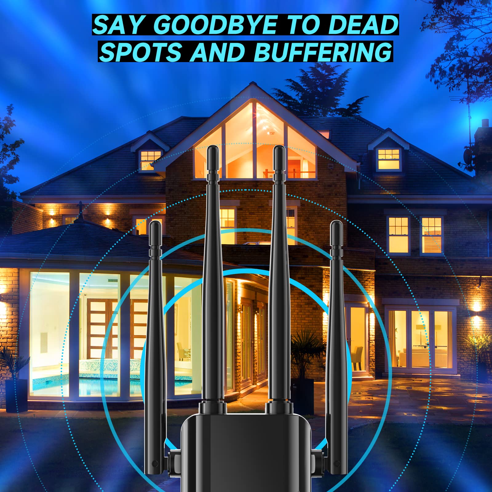 2023 WiFi Extender, Long Range Internet Extender Signal Booster Cove up to 9500 Sq.ft, Wi Fi Repeater and Signal Amplifier for Home, Wireless Extender with Ethernet Port
