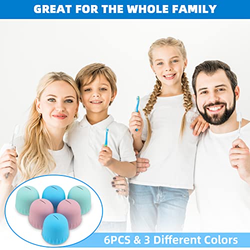 6-Pack Toothpaste Cap, Gelibo Self Closing Toothpaste Squeezer Dispenser for Kids and Adults, Easy to Use, Food Grade Silicone and BPA-Free Toppers, Hygiene No Waste No Mess