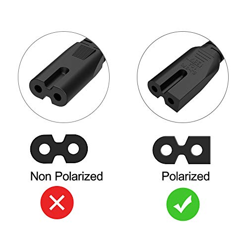 2 Prong Polarized AC Power Cord Cable Fit for Brother Singer Sewing Machine