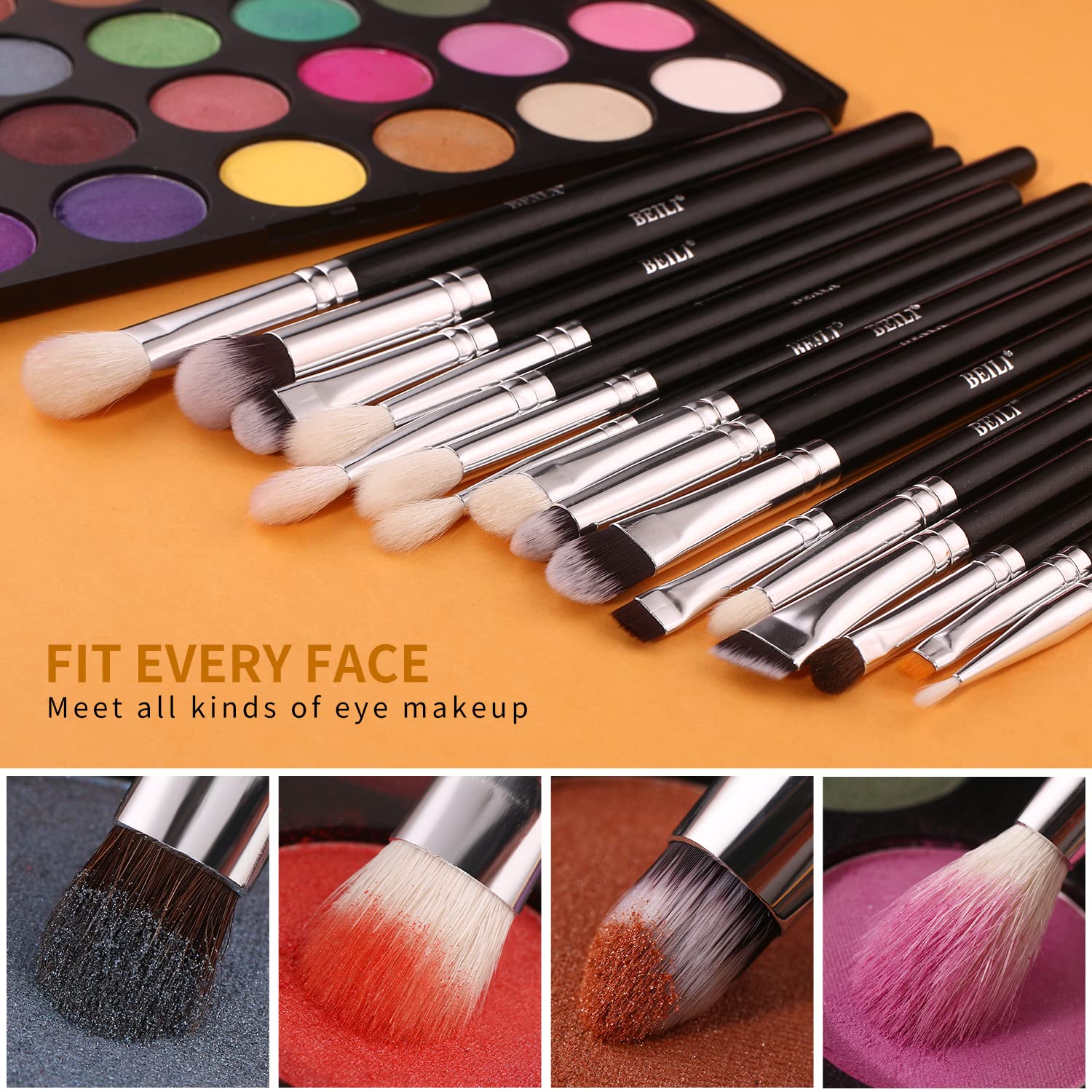 BEILI Makeup Brushes 30Pcs Professional Makeup Brush Set Premium Synthetic Kabuki Foundation Blending Brush Face Powder Blush Concealers Eye Shadows Make Up Brush Set (Black)