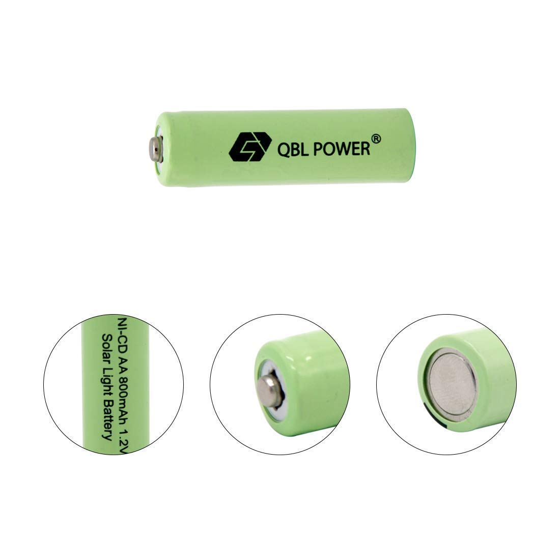 XUNTU 20 Pack Combo AA NiCd 1.2V 800mAh Rechargeable Battery for Solar Outdoor Lights Lamp Garden Yard Lawn