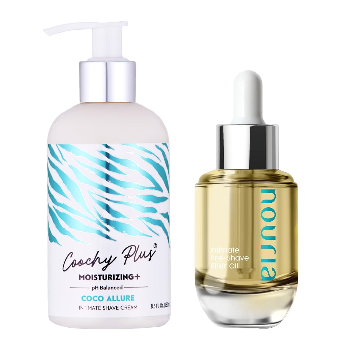 IntiMD Coochy Plus Intimate Shave Cream + Pre-Shave Elixir Moisturizer Oil Kit, HydroLock & Moisturizing Plus Continuous Hydration Reliefs Razor Burn Bump Ingrown Hair