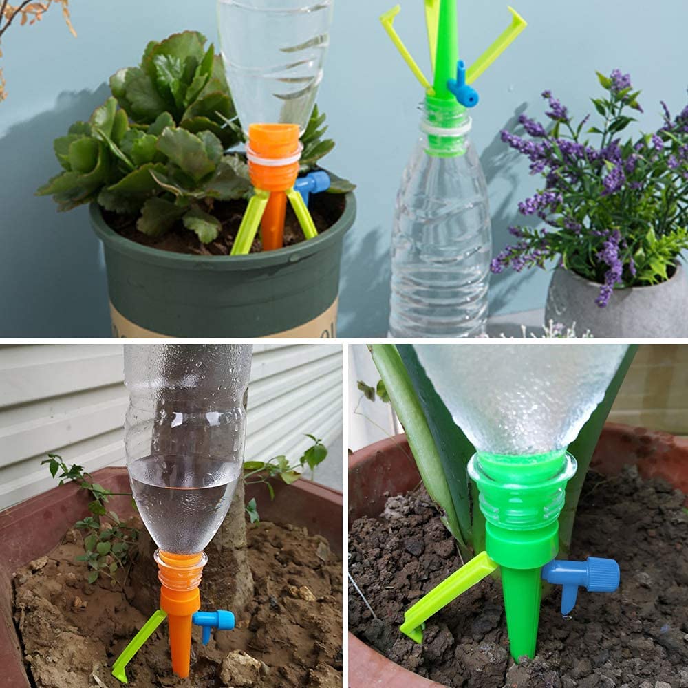 12 Pack Self Watering Spikes, Plant Self Watering Devices, Drip Irrigation Plant Waterer with Slow Release Control Valve Switch, Self Irrigation Watering Drip Devices Suitable for All Bottle