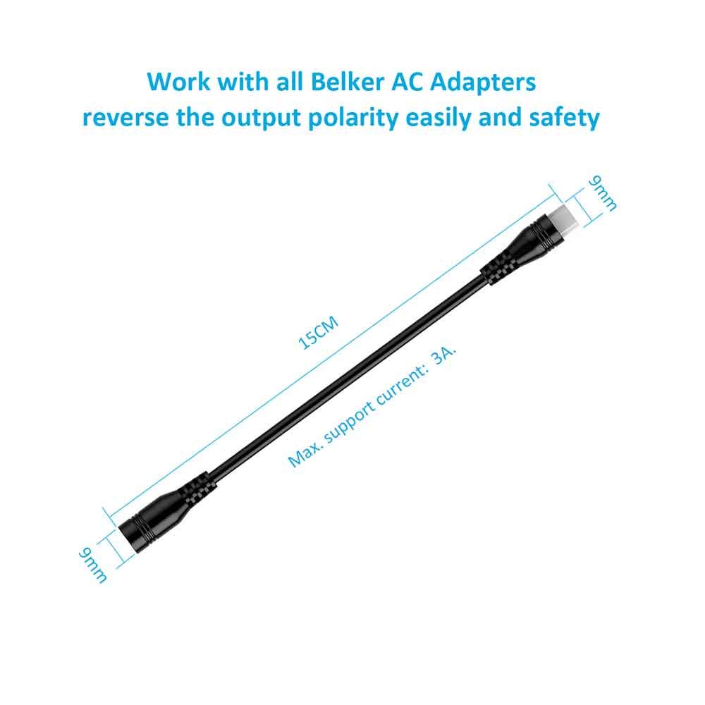 Belker 2-Pin Polarity Reverse Converter Cable Plug for Belker Universal AC Adapter