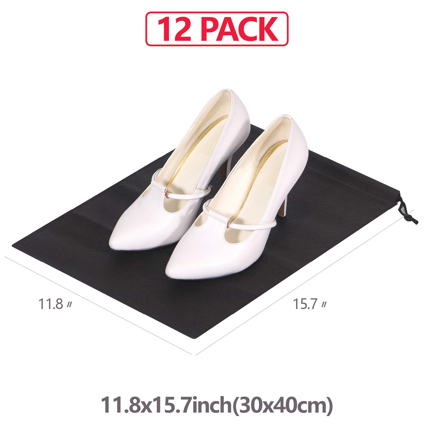 12 Pack Shoe Bags for Travel Non-Woven with Rope for Men and Women Large Shoes Pouch Storage Packing Organizers