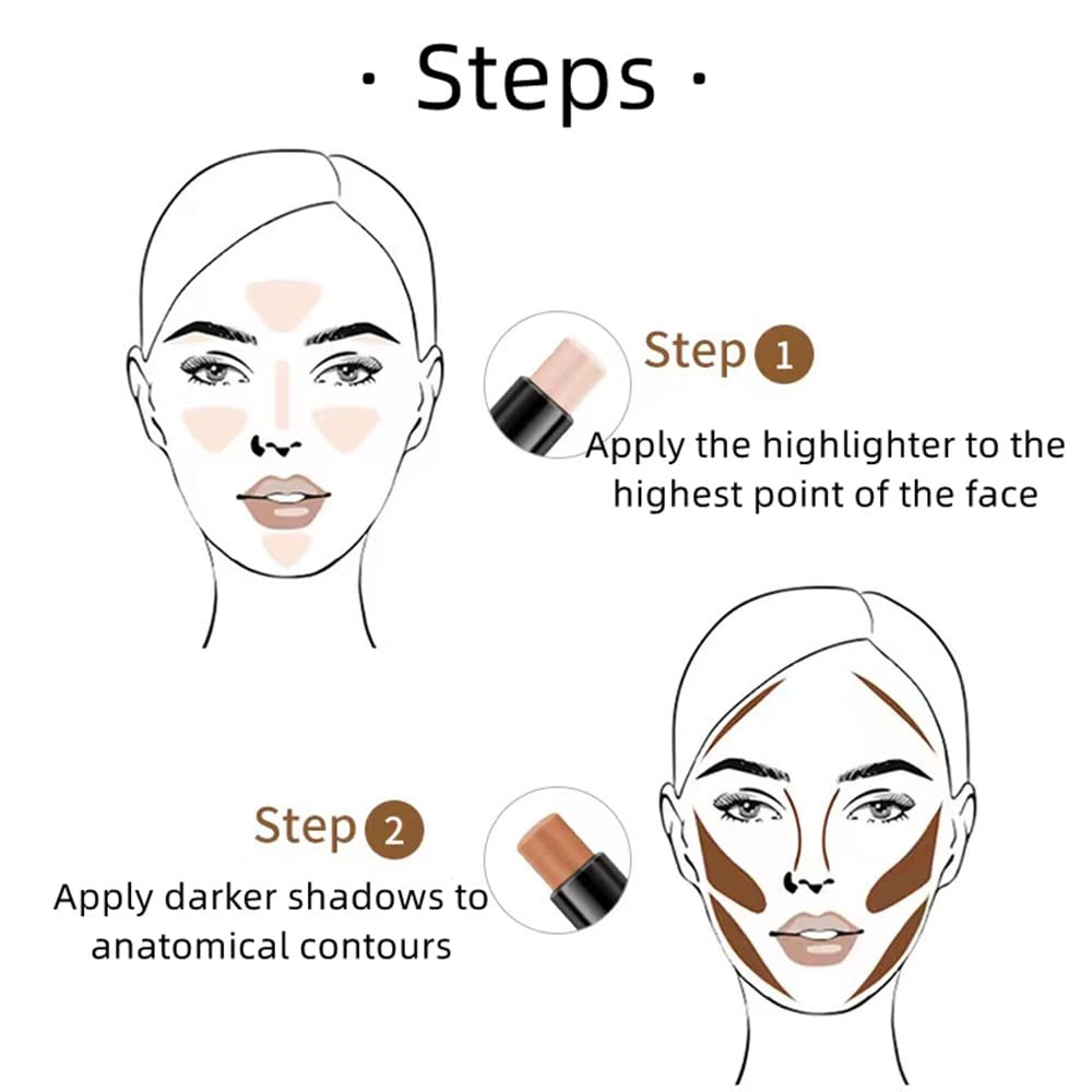 2 in 1 dual-ended highlighter & shadow stick face brightening foundation stick glow stick, Bronze, 0.04 Ounce (Pack of 1)